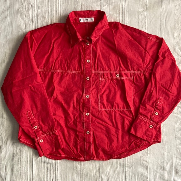 Mango | Tops | Mango Red Buttonup Shirt S | Poshmark